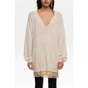 Bimba Y Lola Cotton V-neck Sweater - Ivory
