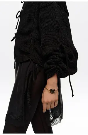 Bimba Y Lola Ruched Tie Cardigan - Black