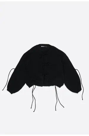 Bimba Y Lola Ruched Tie Cardigan - Black