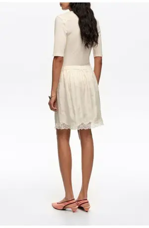 Bimba Y Lola Lace Hem Mini Skirt - Ivory