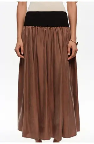 Bimba Y Lola Cupro Flared Midi Skirt