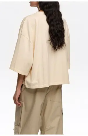 Bimba Y Lola Maxi Broderie Anglaise Logo Cropped T-shirt - Vanilla