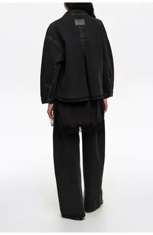 Bimba Y Lola A-line Washed Denim Jacket - Washed Black
