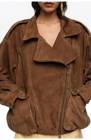 Bimba Y Lola Double-front Suede Jacket - Dark Olive
