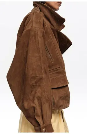 Bimba Y Lola Double-front Suede Jacket - Dark Olive