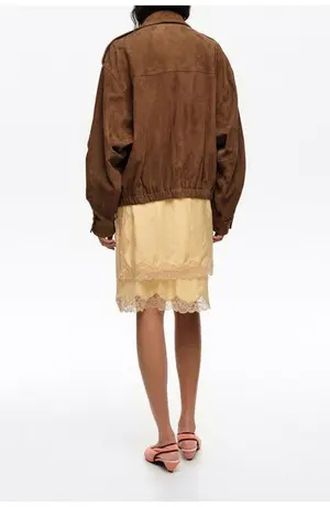 Bimba Y Lola Double-front Suede Jacket - Dark Olive