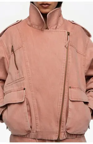 Bimba Y Lola Cropped Denim Jacket With Zip Fastening
