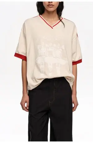 Bimba Y Lola V-neckline Dancers Logo T-shirt - Ivory
