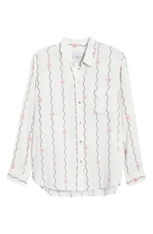 Rails Charli Seashell Stripe Linen Blend Button-up Shirt - Striped Seashells