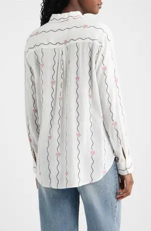 Rails Charli Seashell Stripe Linen Blend Shirt