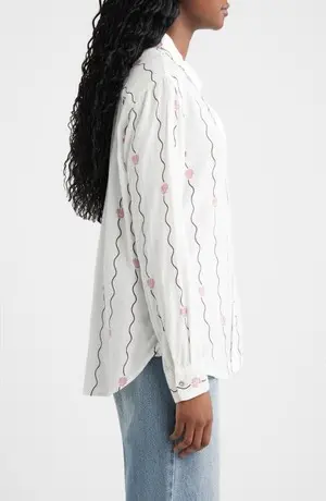 Rails Charli Seashell Stripe Linen Blend Shirt
