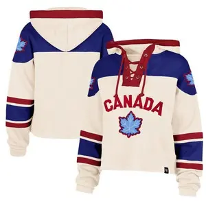 '47 Hockey Canada Cropped Superior Lacer Hoodie - Cream