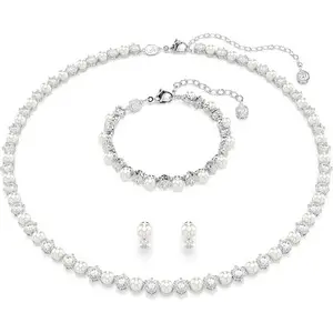 SWAROVSKI Matrix Faux Pearl & Crystal Jewelry Set - Silver/white