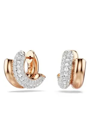 SWAROVSKI Dextera Front/back Hoop Earrings - Rose Gold/white