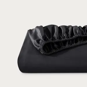 BARE HOME 400 Thread Count Organic Cotton Sateen Fitted Sheet - Black