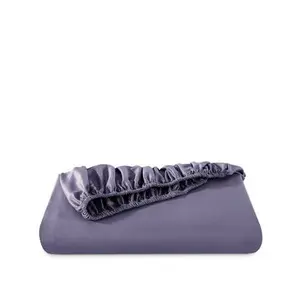 BARE HOME 400 Thread Count Organic Cotton Sateen Fitted Sheet - Dusty Purple