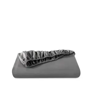 BARE HOME 400 Thread Count Organic Cotton Sateen Fitted Sheet - Grey