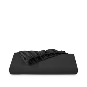 BARE HOME 100% Organic Cotton Percale Cooling Fitted Sheet Black