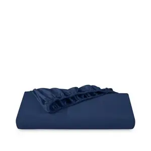 BARE HOME 100% Organic Cotton Percale Cooling Fitted Sheet - Dark Blue