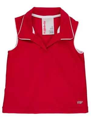 RUFFLEBUTTS Upf 50+ Sleeveless Active Polo Top - Red
