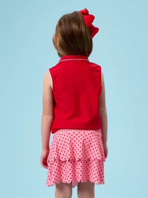 RUFFLEBUTTS Upf 50+ Sleeveless Active Polo Top - Red