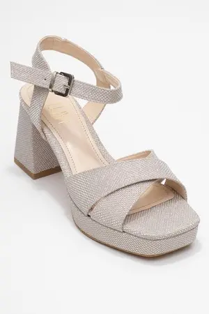 PROLOGUE SHOES Lisbon Platform Block Heel Sandal - Gold