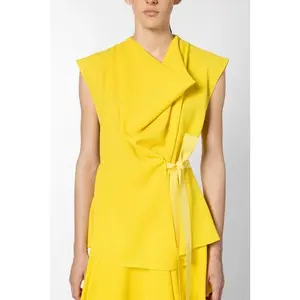ROKSANDA Hica Crepe Draped Top - Jaune