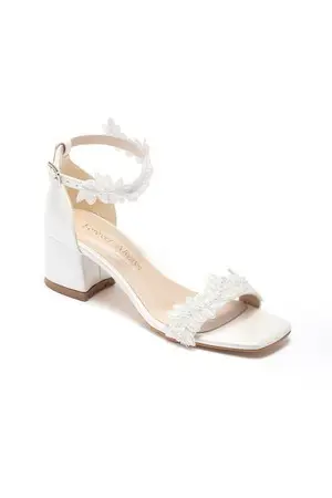 FOREVER & ALWAYS SHOES Elodie Lace Block Heel Sandal - Ivory