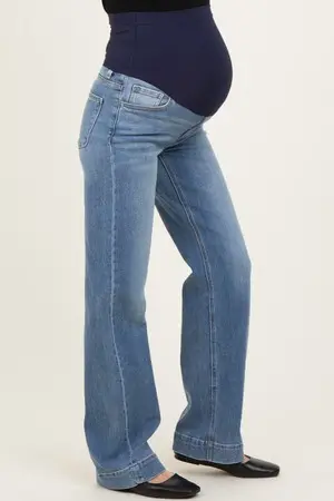 PINKBLUSH Wide Hem Straight Leg Maternity Jeans