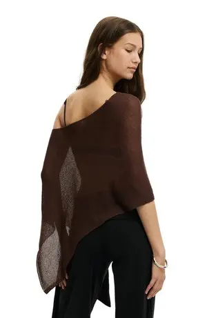 COTTON ON Sheer Knit Poncho - Dark Oak