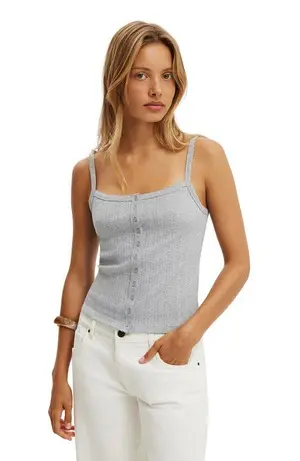 COTTON ON Henley Tank - Grey Marle
