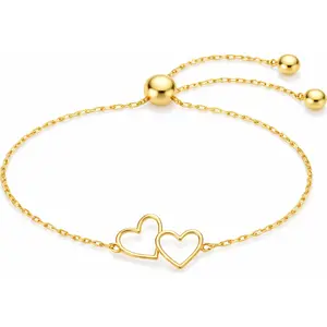 DONATELLO GIAN Double Heart Adjustable Bracelet - Gold