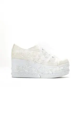 FOREVER & ALWAYS SHOES Valencia Lace Platform Bridal Sneakers