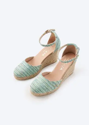 VISCATA Estartit Canvas Espadrille Wedges - Multicolor Blue