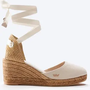 VISCATA Sagaro Canvas Espadrille Wedges - Beige