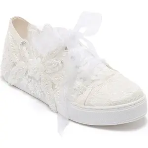 FOREVER & ALWAYS SHOES Lora Bridal Lace Up Sneakers - Ivory