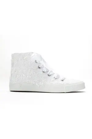 FOREVER & ALWAYS SHOES Isolde Lace High Top Bridal Sneaker