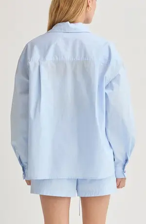 CRESCENT Oversized Poplin Shirt Two-piece Set - Light Blue