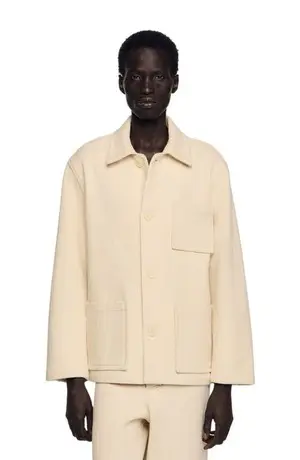 Sandro Cotton Worker Jacket - Ecru