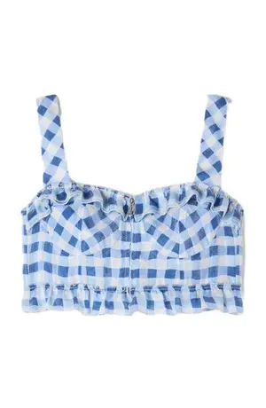 Sandro Gingham Linen Crop Top