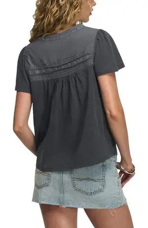Lucky Brand Lace Pintuck Top