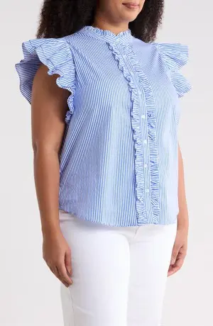 SUGARLIPS Sherah Stripe Ruffle Shirt