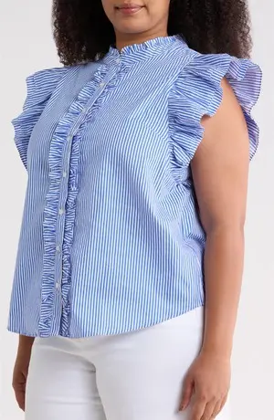 SUGARLIPS Sherah Stripe Ruffle Shirt