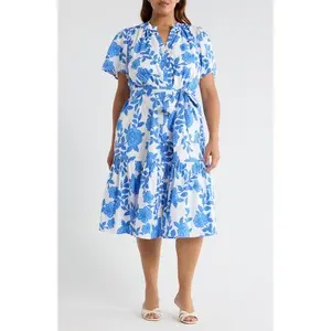 SUGARLIPS Floral Cora Button Midi Dress