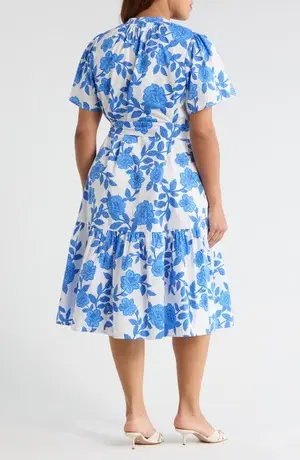 SUGARLIPS Floral Cora Button Midi Dress