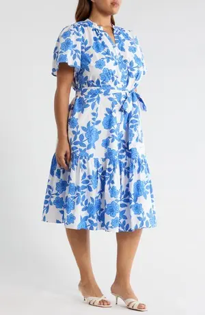 SUGARLIPS Floral Cora Button Midi Dress