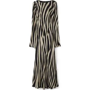 Mango Abstract Zebra Print Long Sleeve Dress