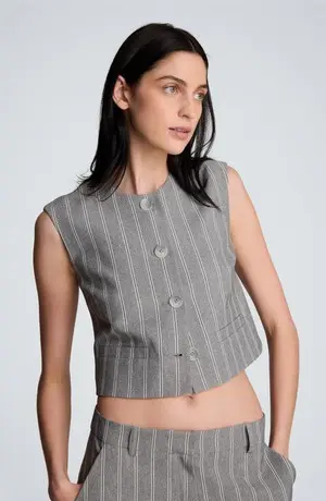KENNETH COLE Pinstripe Cropped Vest