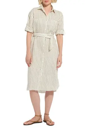 Lyssé Juniper Stripe Belted Linen Shirtdress