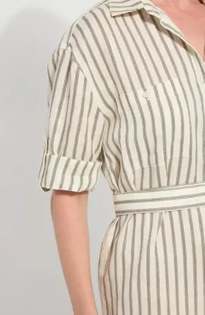 Lyssé Juniper Stripe Belted Linen Shirtdress
